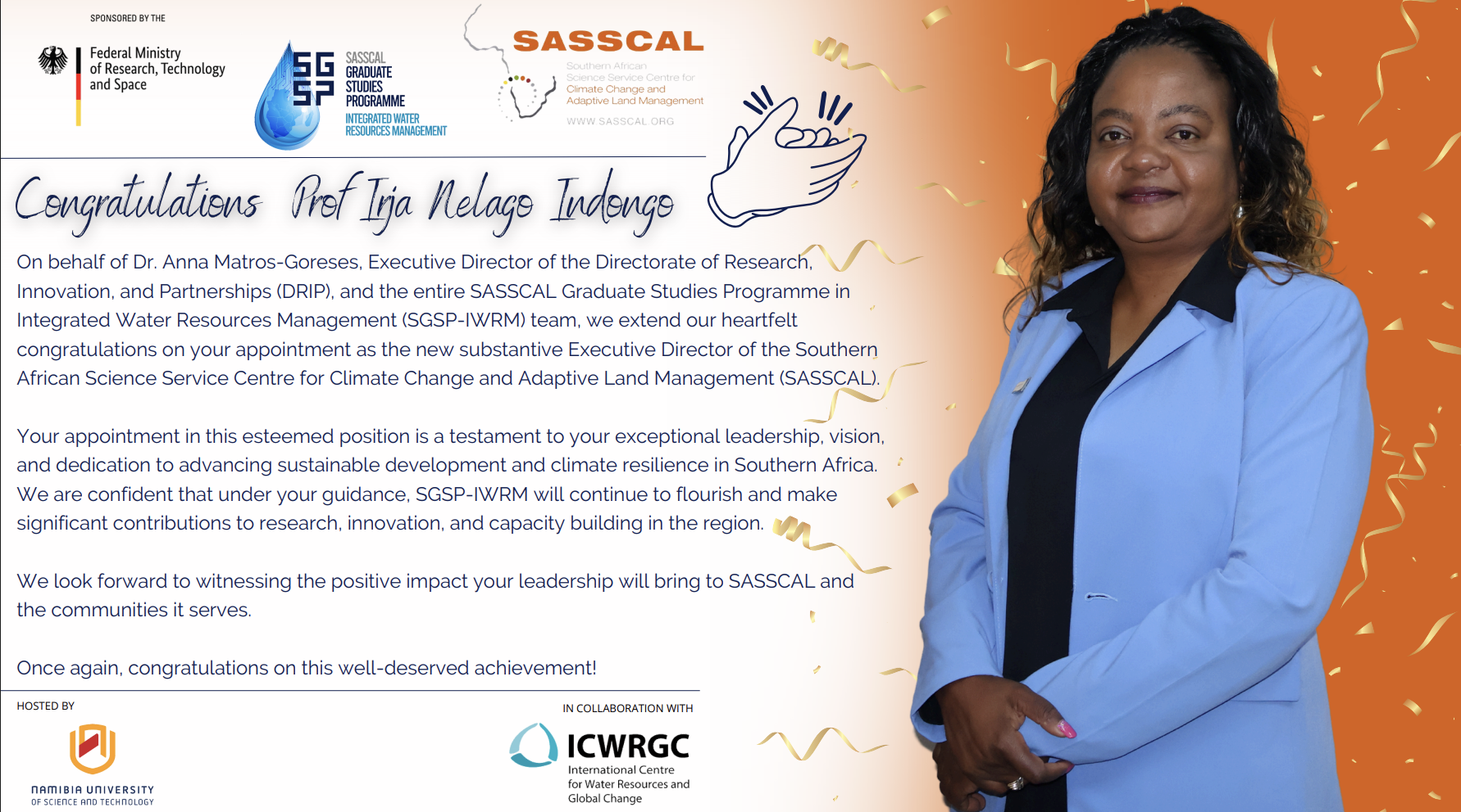 🎉 Congratulations, Prof. Indongo! 🎉 | SGSP–IWRM Integrated Water Resources Management